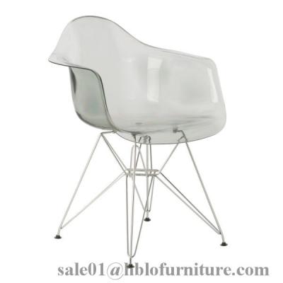 China eames molded plastic armrest chair transparent chair,modern nordic upholstery chair for sale