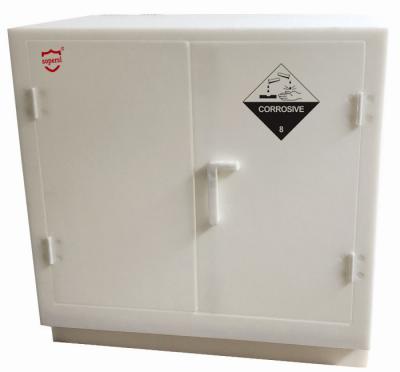 중국 실험실 용매 플라스틱 두 개의 문 작은 부식 캐비닛 흰색 폴리 프로필렌 산 판매용