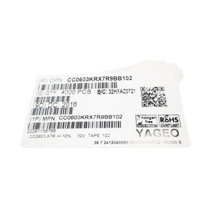 China Multilayer Ceramic Capacitor MLCC SMD 1nF 50V X7R 10% 1000PF CC0603KRX7R9BB102 for sale