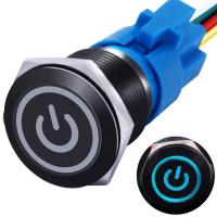China Other Electronic Components 12 Volt Self-Locking Diameter 16Mm Green 5Pins Led Push Button Switch for sale
