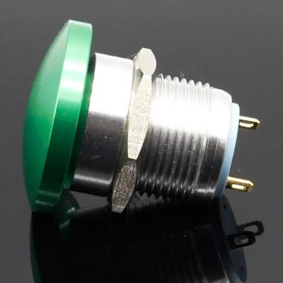 China 16mm metal mushroom head start self-reset button switch often open green screw foot current 5A for sale