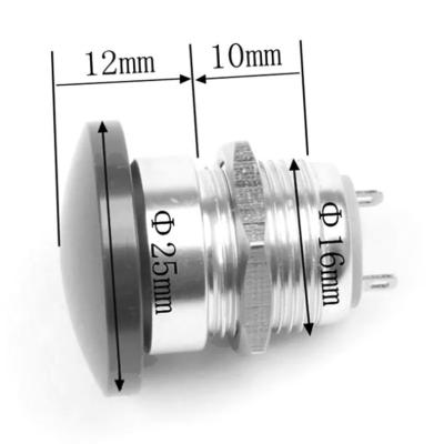 China 16mm metal mushroom head start self-reset button switch often open green screw foot current 5A for sale