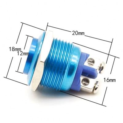 China 16 mm high metal button switch reset button switch instantly alumina red green yellow blue black 3 a / 250 VDC for sale
