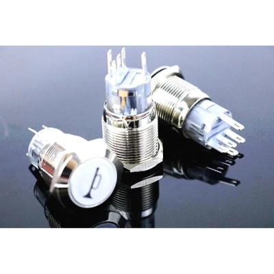 China 19mm Alumina Momentary switch car speaker horn buttonswitch metal Led logo light latching fixed button switch HORN Flat for sale
