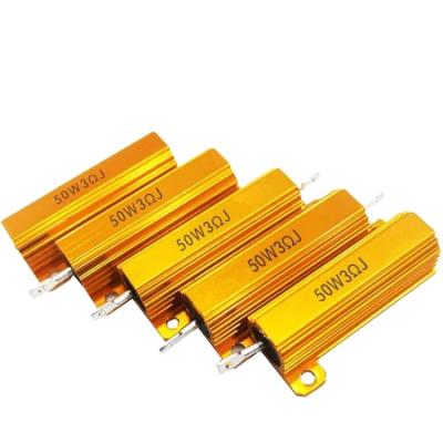 China RX24 75W 750 Ohm Power Golden Aluminium Housed Metal Shell Case Wire Wound Resistor Wirewound for sale