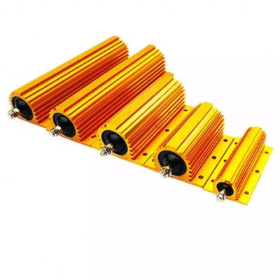 China RX24 75W 75 Ohm Power Golden Aluminium Housed Metal Shell Case Wire Wound Resistor Wirewound for sale
