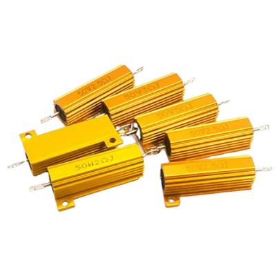 China Power Golden Aluminium Housed RX24 75W 0.5R 0.5 Ohm Metal Shell Case Wire Wound Resistor Wirewound for sale