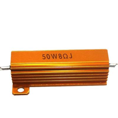 China 50w 8r Encased Wire Wound Resistor Case Golden Aluminum Shell Resistance for sale