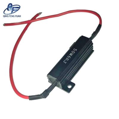 China Black color Aluminium shell resistor 50W 6 ohm for 12/24V LED car turn signal light, Led light resistor for sale