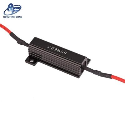 China Black color Aluminium shell resistor 50W 6 ohm for 12/24V LED car turn signal light, Led light resistor for sale