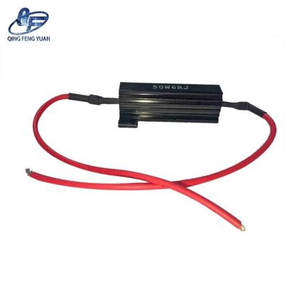 China Black color Aluminium shell resistor 50W 6 ohm for 12/24V LED car turn signal light, Led light resistor for sale