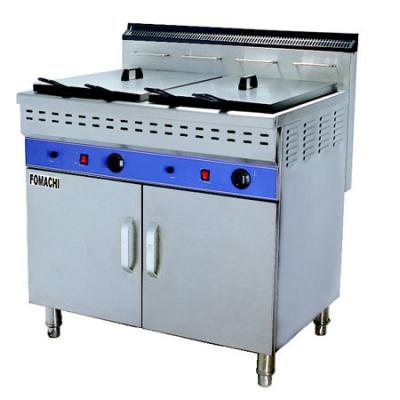 China Electric Fryer with Cabinet Floor Stand 48 Liter*2 Stainless Steel Body 2 Tank 4 Basket Electric Fryer FMX-WE184 for sale