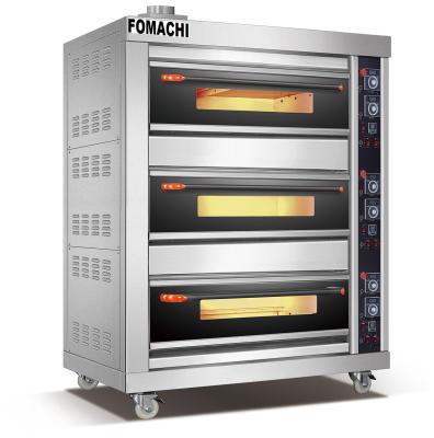 China Gas Deck Oven 3 Deck 6 Trays Front Stainless Steel Electric Deck Oven FMX-O41C for sale