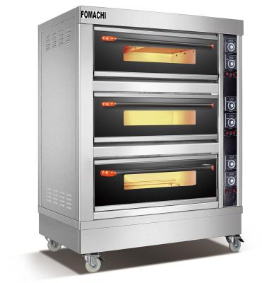 China Electric Deck Oven 3 Deck 6 Trays Front Stainless Steel Electric Deck Oven FMX-O40C for sale