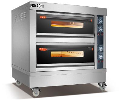 China Electric Deck Oven 2 Deck 4 Trays Front Stainless Steel Electric Deck Oven FMX-O40B for sale