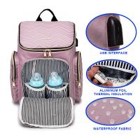 China Embroidered Diaper Bag Backpack With USB for sale