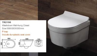 China china ceramic wall hung toilet with soft closing UF  seat cover manufacturer for sale