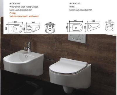China supply wall hung mounted toilet bathroom set with bidet and wash basin for sale