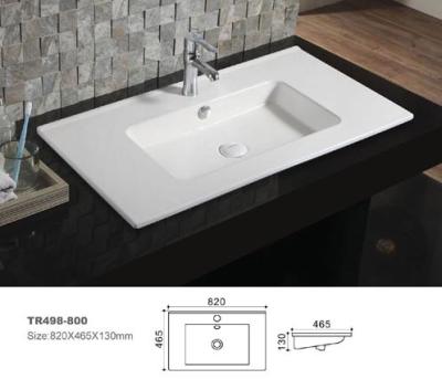 China CE approved 800mm bathroom cabinet basin ceramic coutertop wash basin sink white color 60mm vanity sink for sale