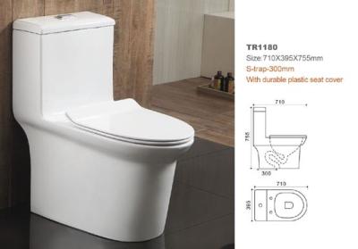 China Cheap porcelain big pipe one piece bathroom sanitary ware washdown S-trap wc ceramic toilet white and ivory color for sale