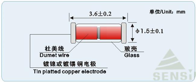 ミニチュア設計ガラスはSMTの自動取付け1のためのNTCのサーミスターを内部に閉じ込めた