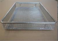 China Rectangular Sterilized Stainless Steel Mesh Basket Smooth Surface With Handles for sale