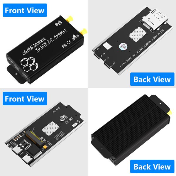 NGFF M.2 Clavier-B à module sans fil USB de type C Adaptateur de carte SIM Fente 2 Antennes + étui de protection pour modem GSM 3G 4G LTE WWAN