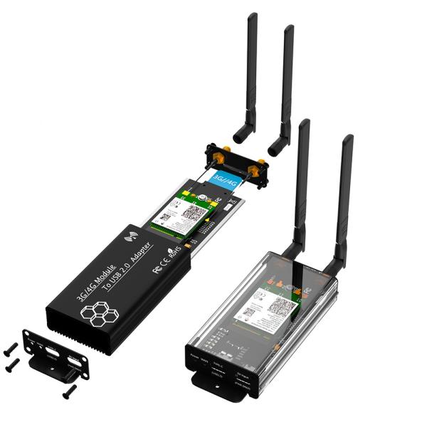 NGFF M.2 Clavier-B à module sans fil USB de type C Adaptateur de carte SIM Fente 2 Antennes + étui de protection pour modem GSM 3G 4G LTE WWAN
