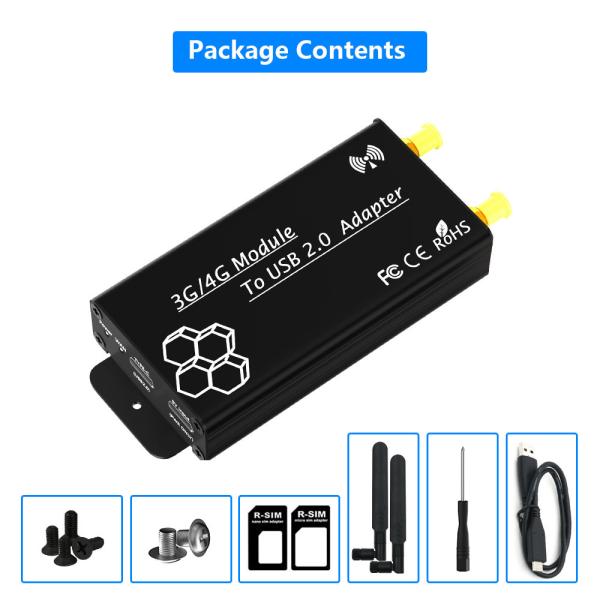 NGFF M.2 Clavier-B à module sans fil USB de type C Adaptateur de carte SIM Fente 2 Antennes + étui de protection pour modem GSM 3G 4G LTE WWAN