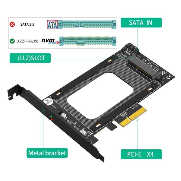 Quality PCI-E Riser 3.0 4X To U.2 SFF-8639 Adapter SSD To PCI Express Card 2.5" SATA for sale