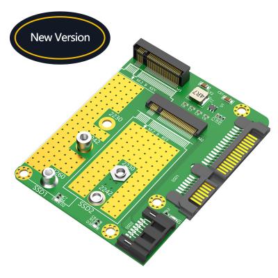 China SATA 3.0 22PIN Interface to 2 x NGFF M.2 Key-B Key B+M SATA SSD Adapter Converter Card With SATA 7Pin Data Cable for sale