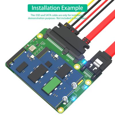 China SATA 3.0 22PIN Interface to 2 x NGFF M.2 Key-B Key B+M SATA SSD Adapter Converter Card With SATA 7Pin Data Cable for sale