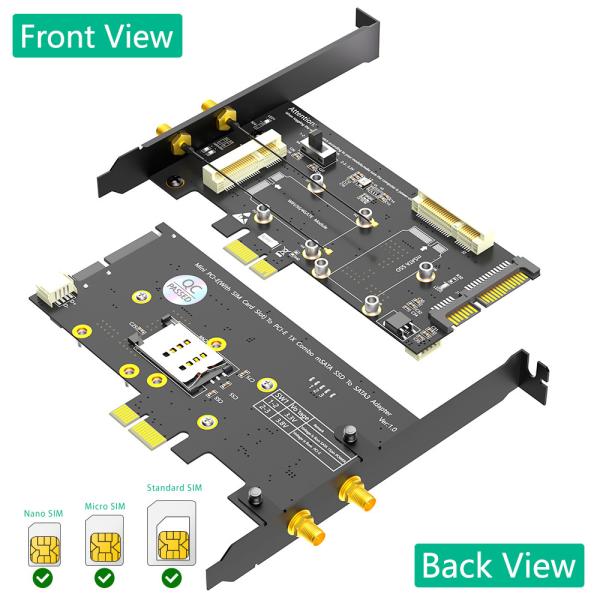Mini PCI-E a PCI-E 1x e MSATA a SATA3 Adaptore WiFi per 3G 4G LTE Msata SSD