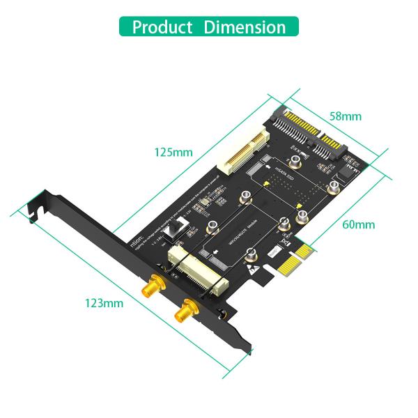 Mini PCI-E a PCI-E 1x e MSATA a SATA3 Adaptore WiFi per 3G 4G LTE Msata SSD