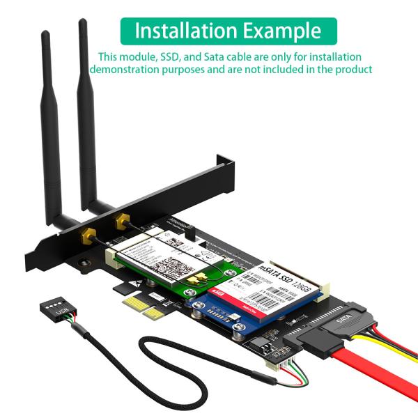 Mini PCI-E a PCI-E 1x e MSATA a SATA3 Adaptore WiFi per 3G 4G LTE Msata SSD