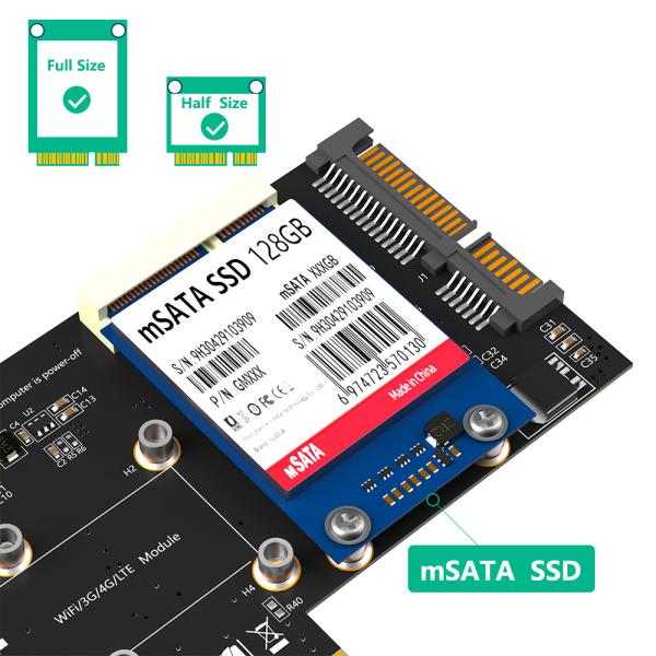 Mini PCI-E a PCI-E 1x e MSATA a SATA3 Adaptore WiFi per 3G 4G LTE Msata SSD
