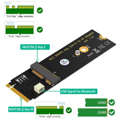 China WiFi Bluetooth NGFF A+E Key To M.2 Key M Adapter Mini Pcie SSD Adapter Card for sale