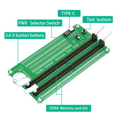 China Desktop Computer Motherboard Memory Slot 2x DDR4 DIMM Memory RAM Test Diagnosis Adapter With LED Indicators Long Latch Test Card for sale