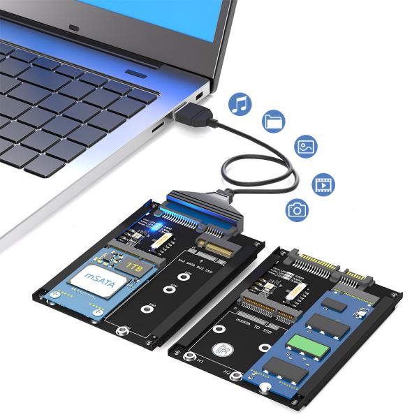 2 en 1 Combine M.2 NGFF Key B & MSATA SSD à SATA3 Adaptateur intégration transparente
