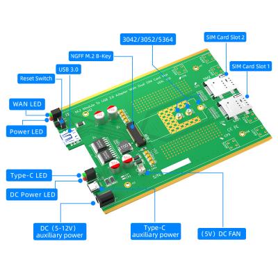 Chine NGFF(M.2) à l'adaptateur USB 3.0 avec un emplacement pour carte SIM double pour le module 3G4G5G à vendre