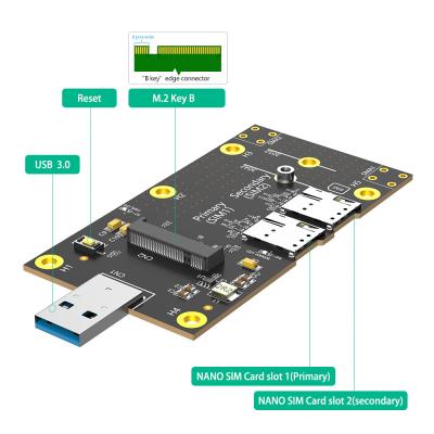 Chine NGFF M.2 à l'adaptateur USB 3.0 avec un emplacement pour carte SIM NANO double pour le module 3G / 4G / 5G à vendre