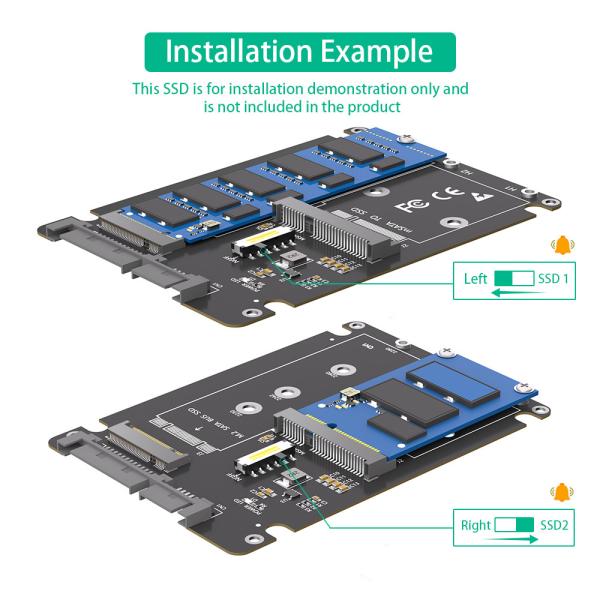Full-size NGFF M.2 B Key/mSATA SSD a 2.5 SATA3 Adapter 2 in 1 con involucro in plastica