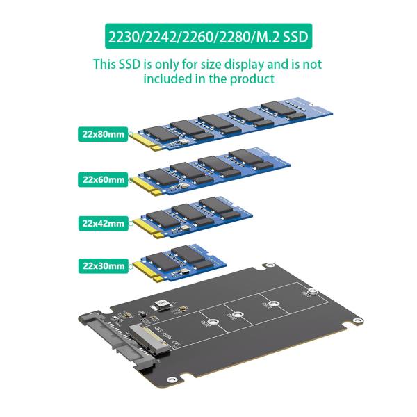 M.2 SSD a 2.5 SATA Contenitore, B & M Key SATA SSD Converter a 2.5 Inch SATA 3.0 Card con custodia in plastica da 7 mm
