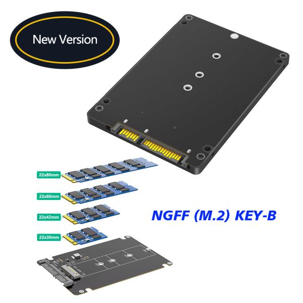 M.2 SSD a 2.5 SATA Contenitore, B & M Key SATA SSD Converter a 2.5 Inch SATA 3.0 Card con custodia in plastica da 7 mm