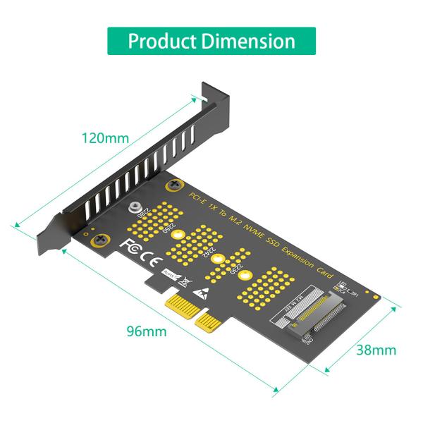 M.2 NVMe SSD NGFF TO PCIE X1 scheda di adattamento M Scheda di interfaccia chiave Supporto PCI Express 3.0 x1 Supporto NVMe SSD 2230-2242-2260-2280 Dimensione