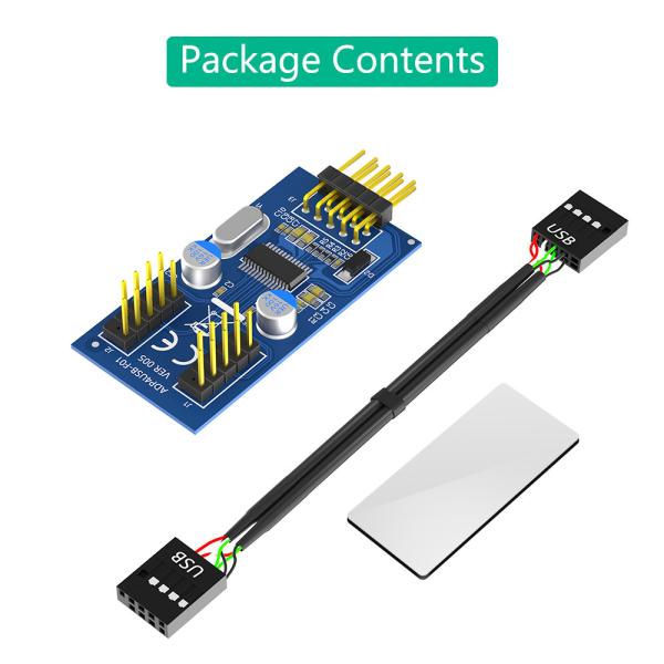 Cavo di estensione USB 2.0 9Pin Maschio da 1 a 2 Femminile per scheda madre