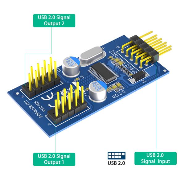 Cavo di estensione USB 2.0 9Pin Maschio da 1 a 2 Femminile per scheda madre