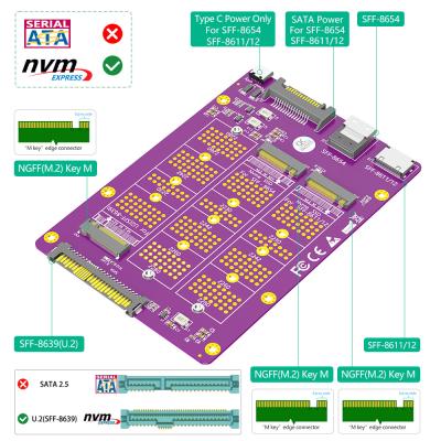 China 3 in 1 Combo M.2(NGFF) NVMe SSD to SFF-8611/8612/ 8654/and U.2(SFF-8639) Adapter. for sale