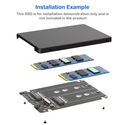 중국 듀얼 M.2 NGFF Key B to SATA III SSD 확장 어댑터 판매용