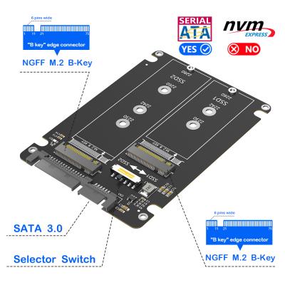 중국 듀얼 M.2 NGFF Key B to SATA III SSD 확장 어댑터 판매용